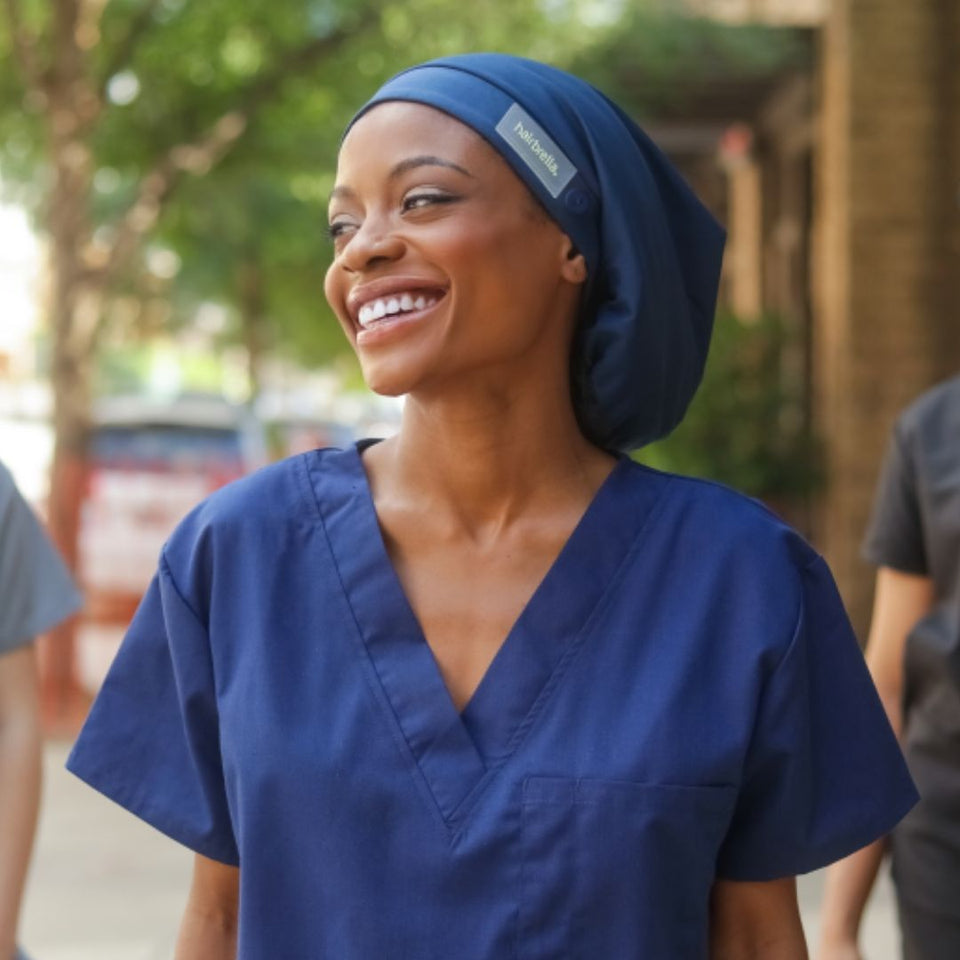 Satin-Lined Scrub Cap for Women, Adjustable, Ear Relief Buttons and ...